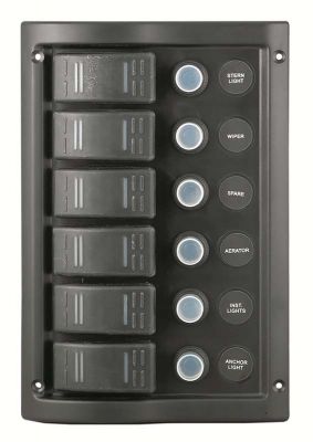 PANNELLO ELETTRICO 6 INTERRUTTORI CON FUSIBILI AUTOMATICI RIARMABILI ...